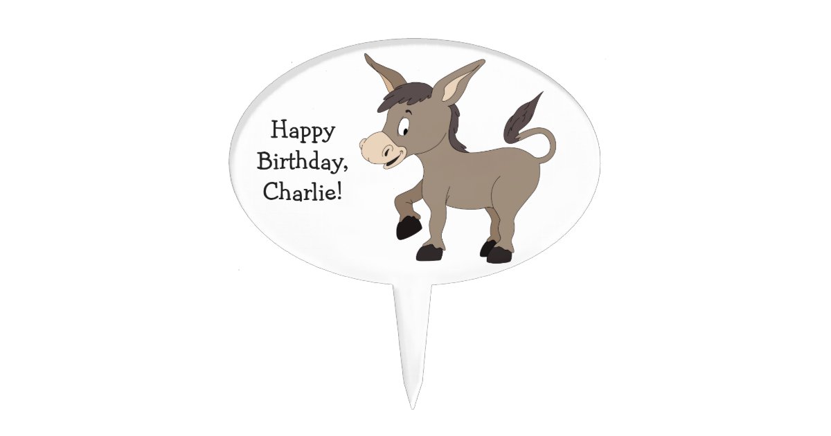 Donkey illustration custom text cake topper | Zazzle