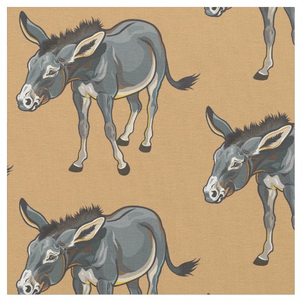 donkey illustration fabric | Zazzle