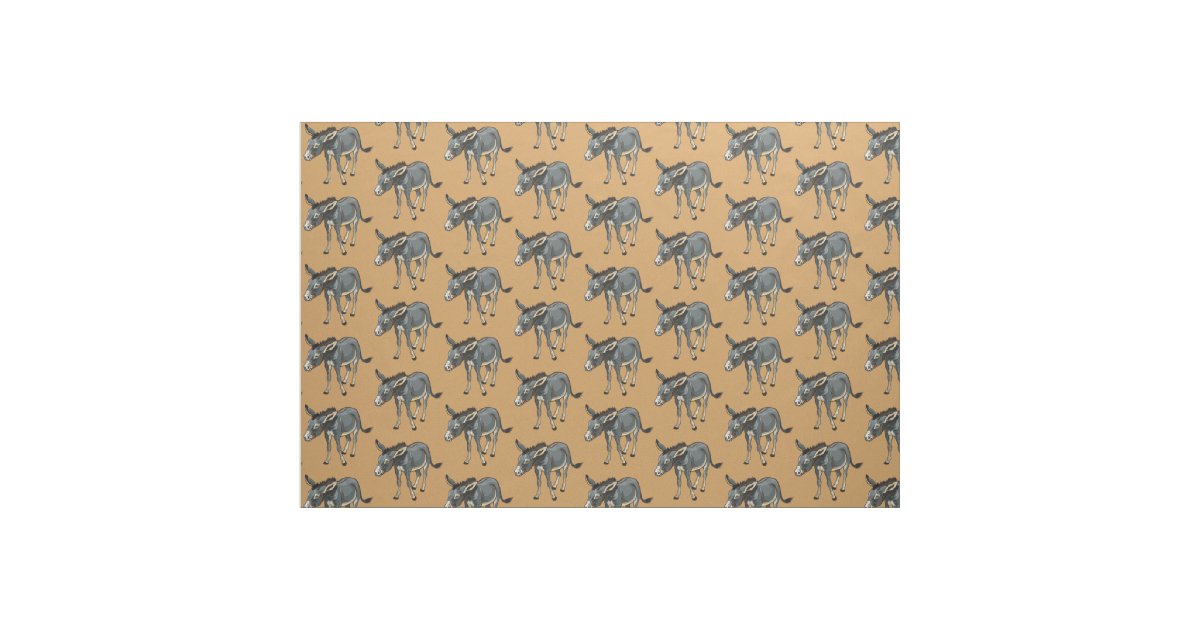 donkey illustration fabric | Zazzle