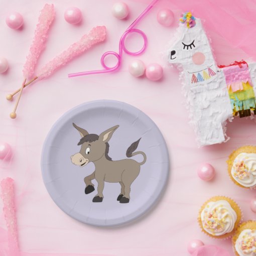 Donkey illustration kids' paper plates | Zazzle