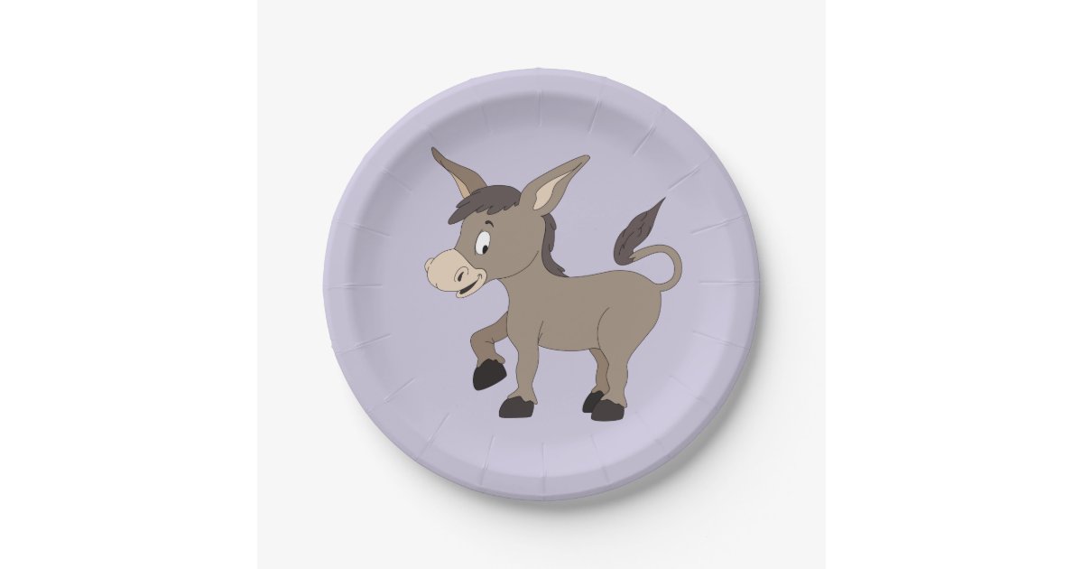 Donkey illustration kids' paper plates | Zazzle