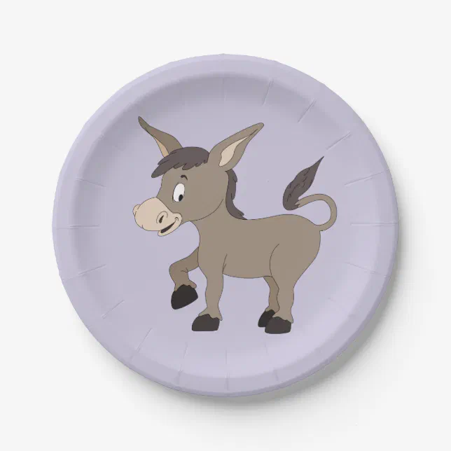 Donkey illustration kids' paper plates | Zazzle