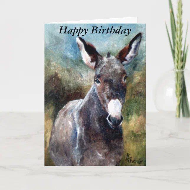 Donkey Portrait Birthday Card | Zazzle