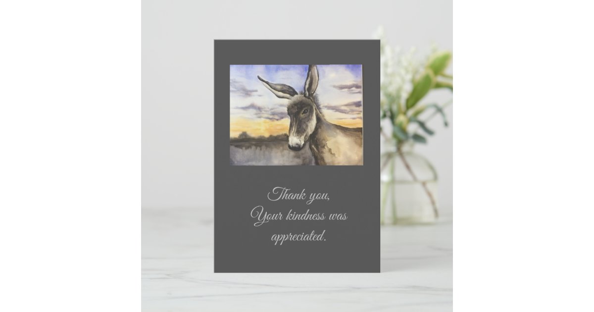 Donkey Sunrise Flat Thank You Card | Zazzle
