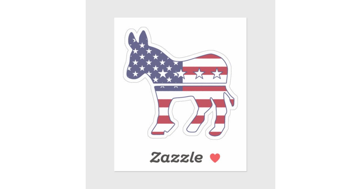 Donkey US Flag Democratic Sticker | Zazzle