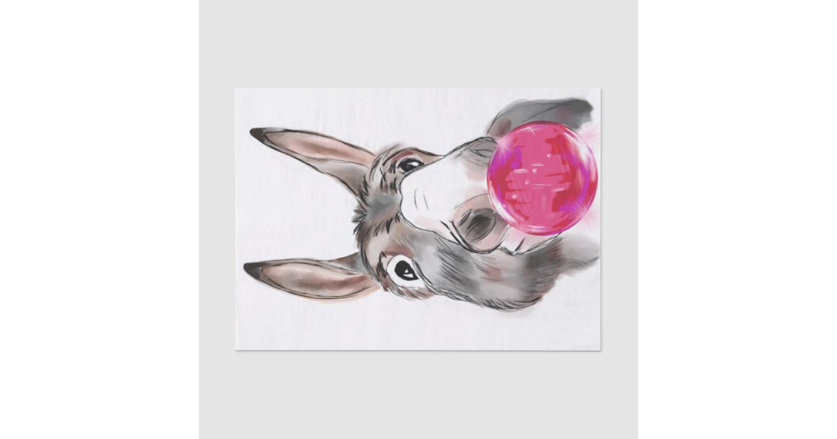 Donkey with Chewing Gum Cartoon Tissue Paper | Zazzle