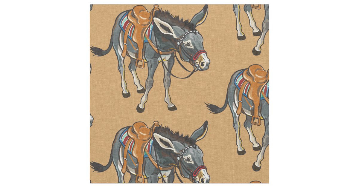 donkey with saddle fabric | Zazzle