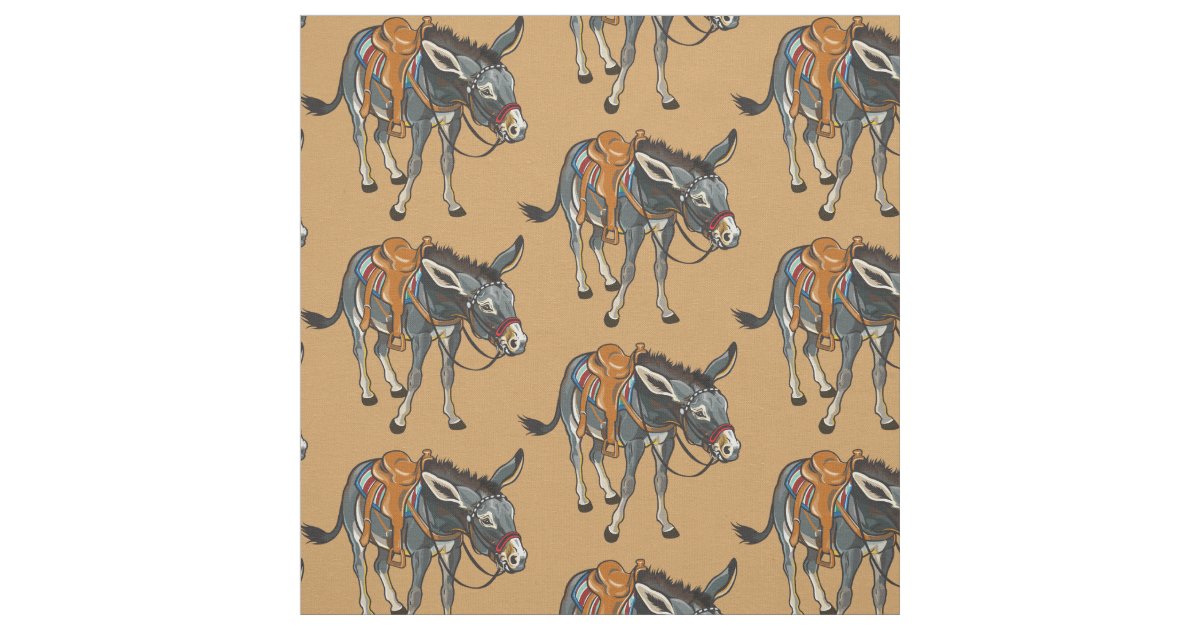 donkey with saddle fabric | Zazzle