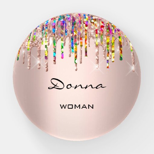 Donna NAME MEANING Holograph Drips Rose Woman Paperweight | Zazzle