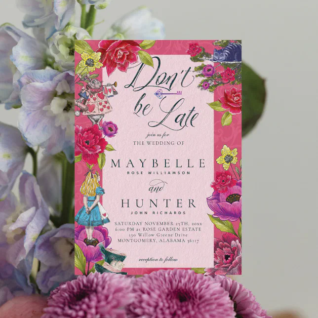 Don't Be Late Vintage Alice In Wonderland Wedding Invitation | Zazzle