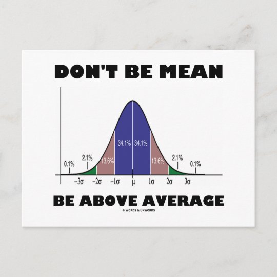 Don't Be Mean Be Above Average (Statistics Humor) Postcard | Zazzle.com