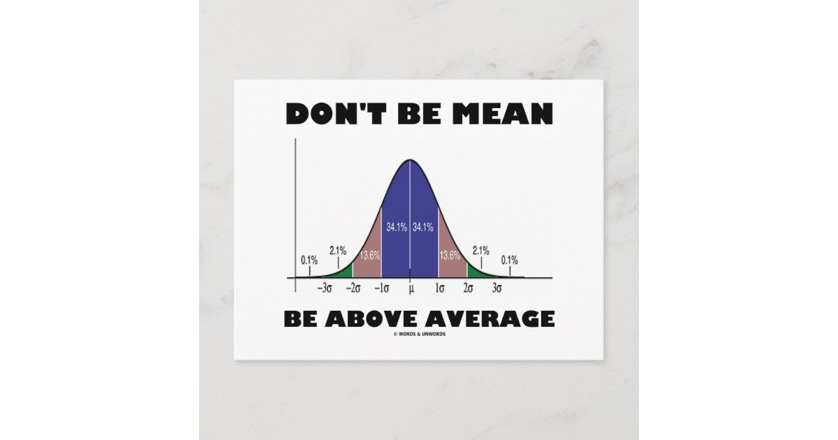 Don't Be Mean Be Above Average (Statistics Humor) Postcard | Zazzle