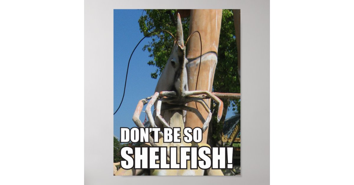 DON'T BE SO SHELLFISH! MEME POSTER | Zazzle