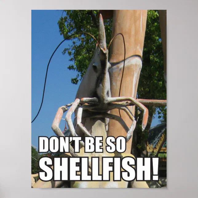 DON'T BE SO SHELLFISH! MEME POSTER | Zazzle