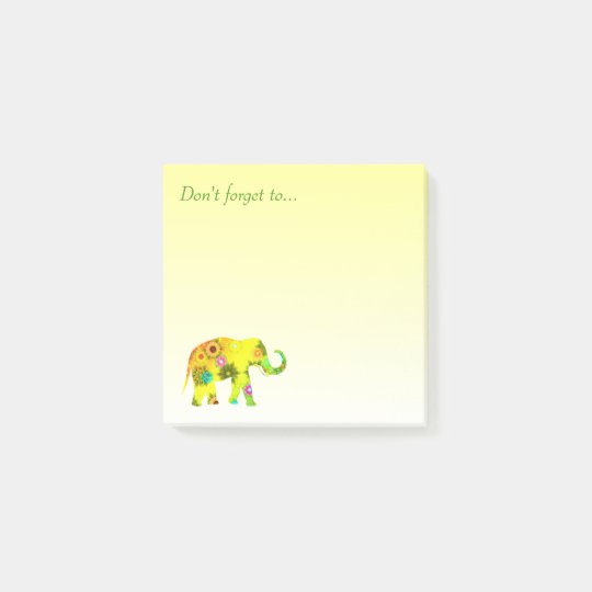 Don't forget to... with beautiful elephant post-it notes | Zazzle.com