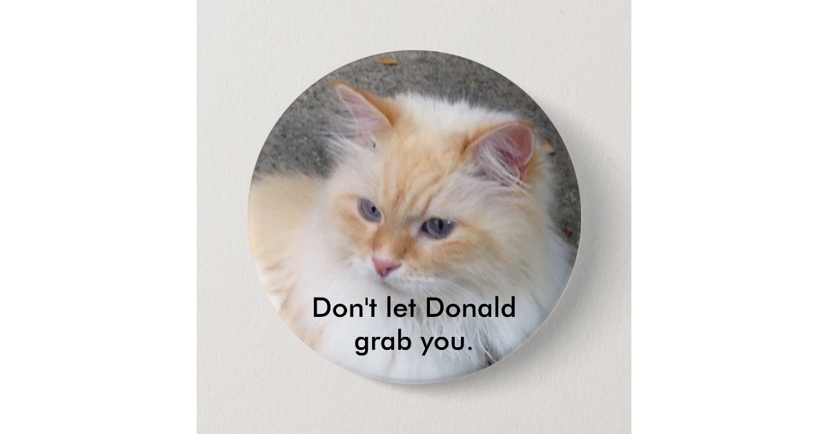 Don't let Donald grab you. Pinback Button | Zazzle.com