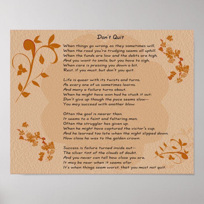 Don't Quit Poem - art print | Zazzle.com