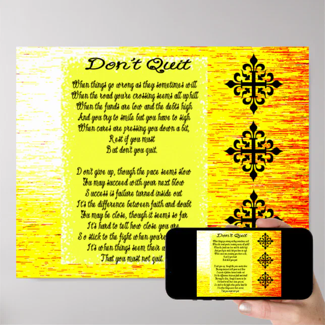 Don't Quit poem Poster | Zazzle