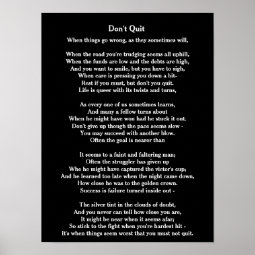 Don't Quit poem - poster | Zazzle