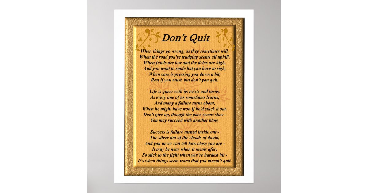 Don't Quit Poem - Poster | Zazzle