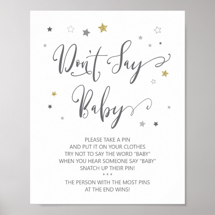 Don't say baby poster | Gender Neutral Baby Shower | Zazzle.com
