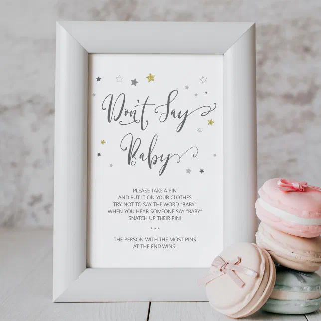 Don't say baby poster | Gender Neutral Baby Shower | Zazzle