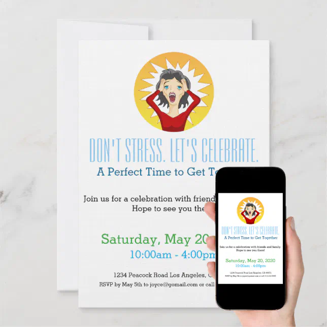 Don't Stress Last Minute Party Invitation | Zazzle