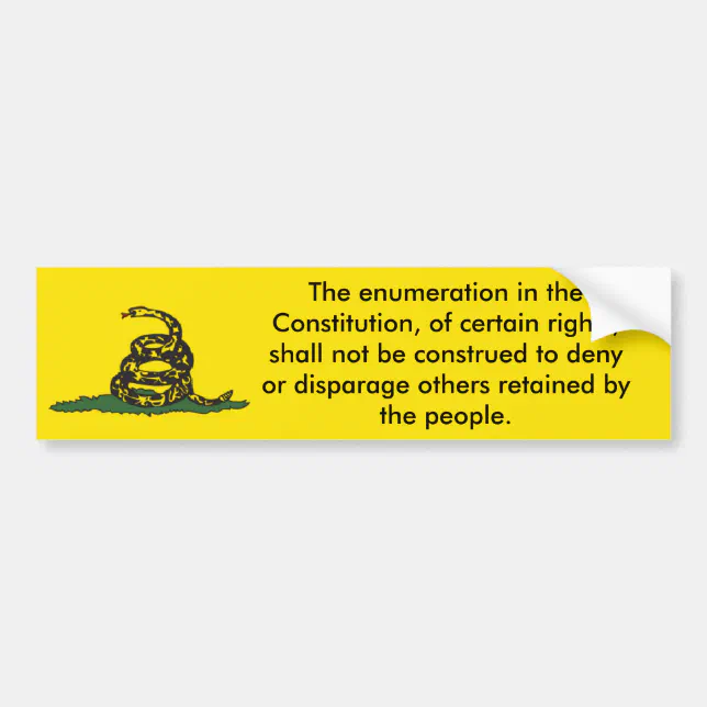 Don't Tread On Me 9th Amendment Bumper Sticker | Zazzle