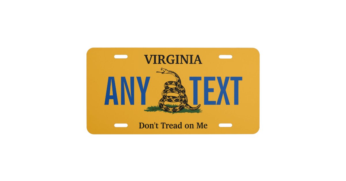 Don't Tread On Me Gadsden Flag Virginia License Plate | Zazzle