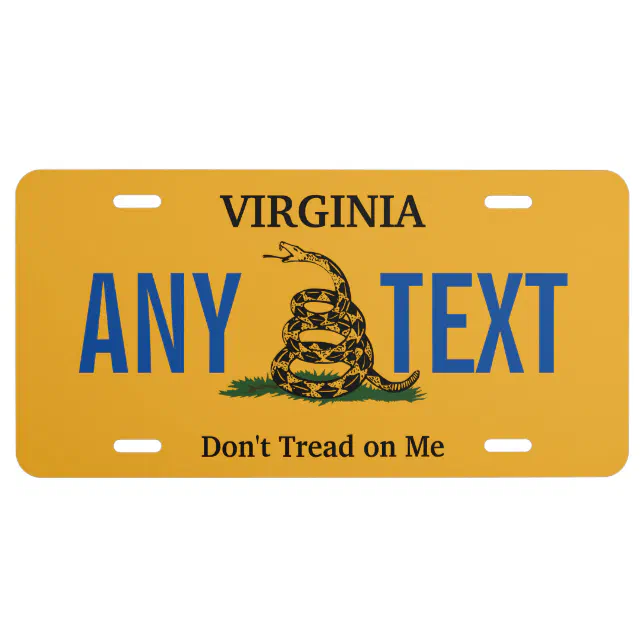 Don't Tread On Me Gadsden Flag Virginia License Plate | Zazzle
