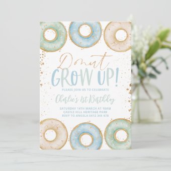 Donut 1st Birthday Invitation Boy Donut Grow Up | Zazzle