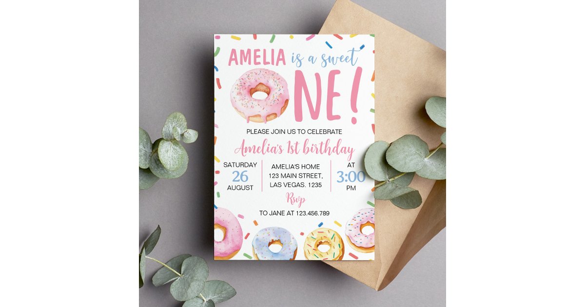 Donut 1st Birthday Party Invitation | Zazzle