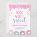 Donut 6th Birthday Invite Donut Six Is Sweet | Zazzle