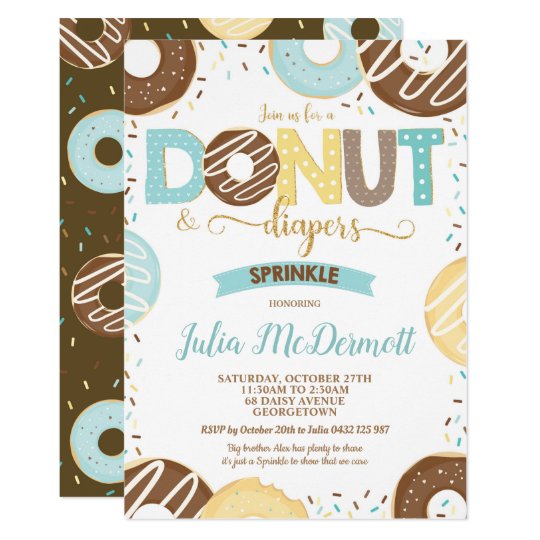 Donut and Diapers Baby Sprinkle Baby Shower Boy Invitation | Zazzle.com