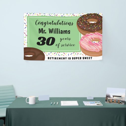 Donut and Sprinkles Retirement Banner | Zazzle