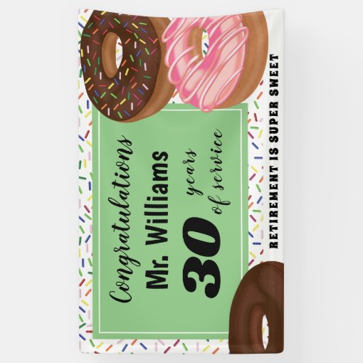 Donut and Sprinkles Retirement Banner | Zazzle