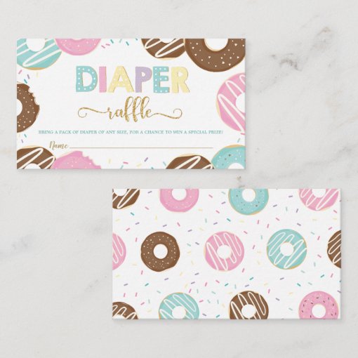 Donut Baby Shower Donut Girl Diaper Raffle Enclosure Card | Zazzle
