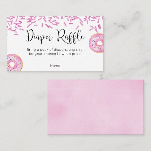 Donut baby shower girl pink diaper raffle enclosure card | Zazzle