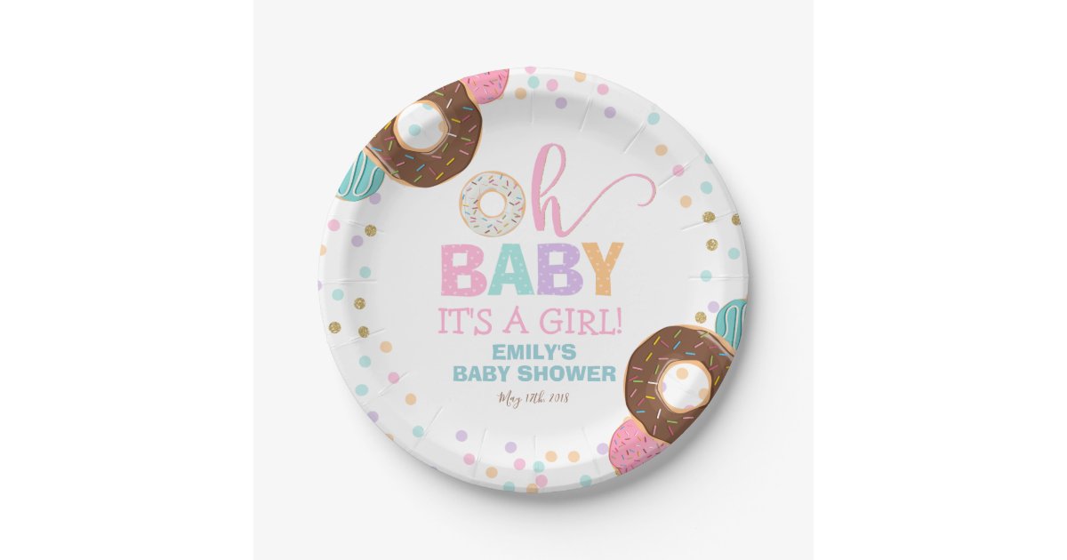 Donut Baby Shower Party Paper Plate 7" Donut Party | Zazzle