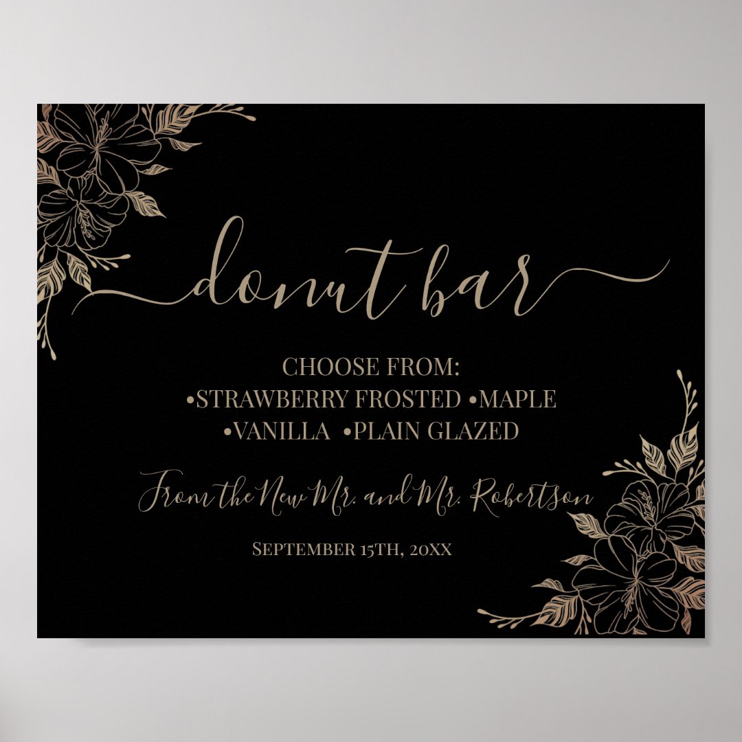 Donut Bar Sweets Table Wedding Reception Sign | Zazzle