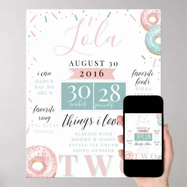 DONUT BIRTHDAY CHART | Zazzle