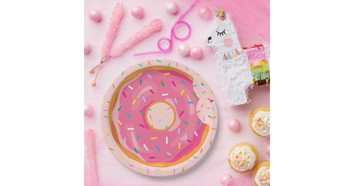 Donut Birthday Donut with sprinkles birthday Paper Plates | Zazzle
