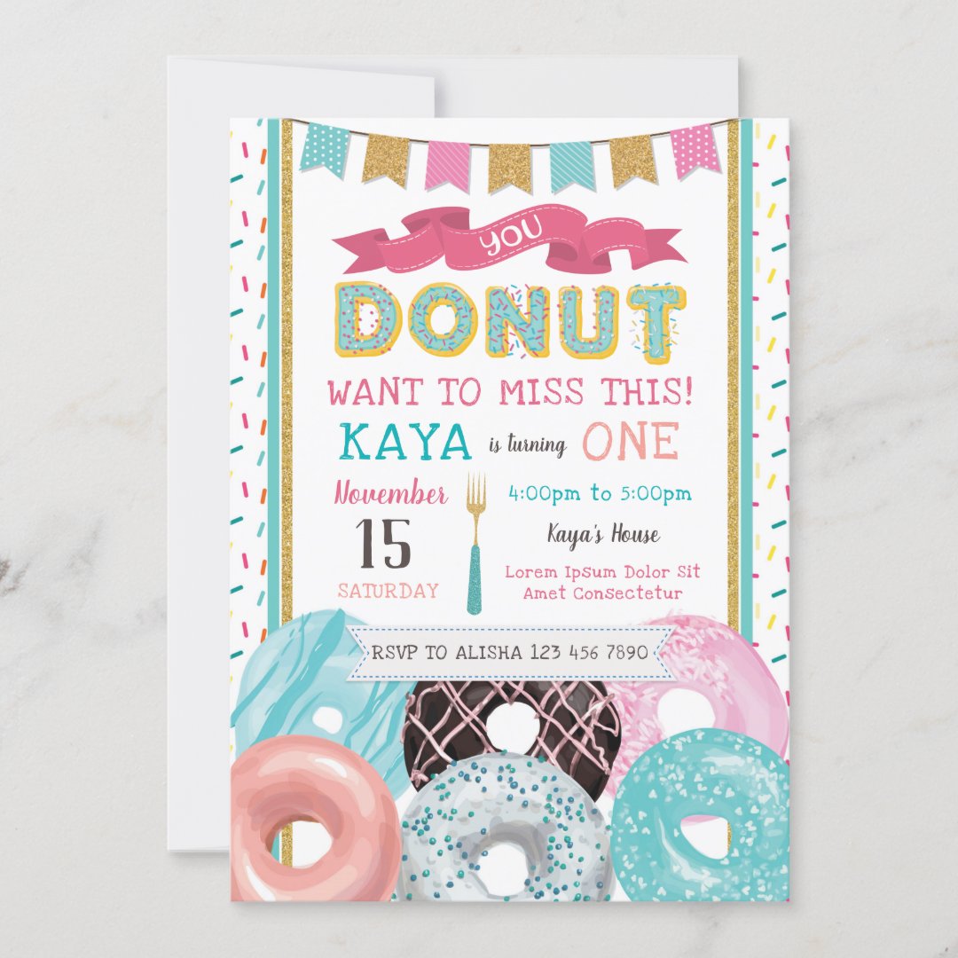Donut Birthday Invitation | Zazzle