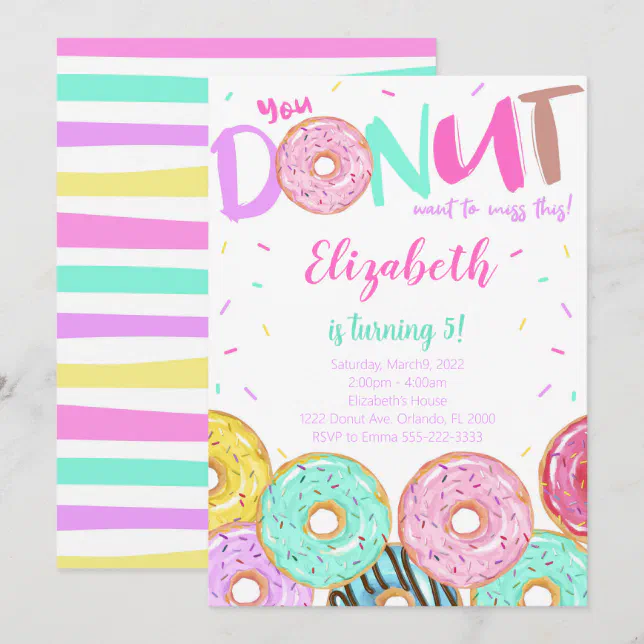 Donut Birthday Invitation, Donut Invitation | Zazzle