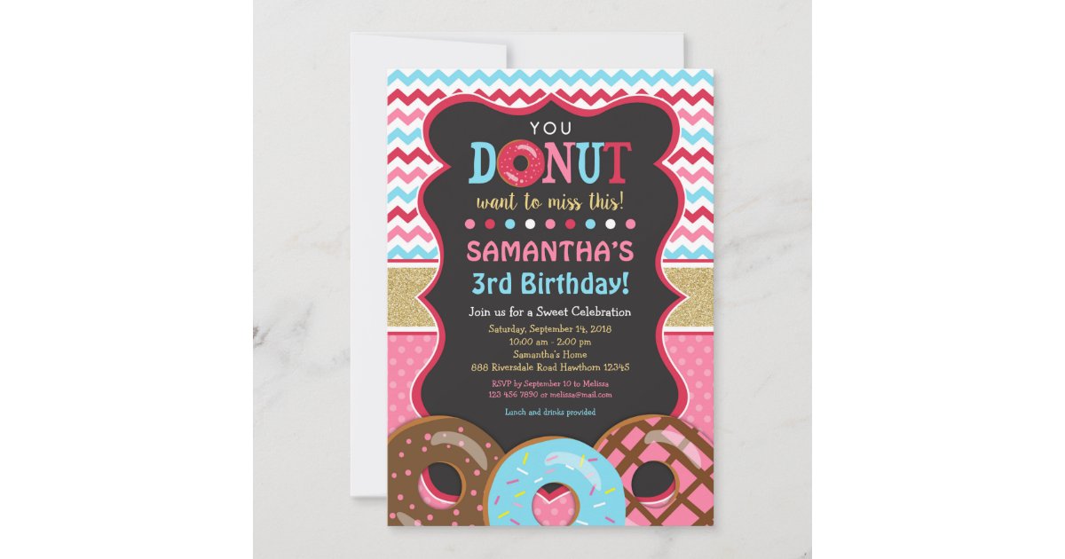 Donut Birthday Invitation, Donut Invitation | Zazzle