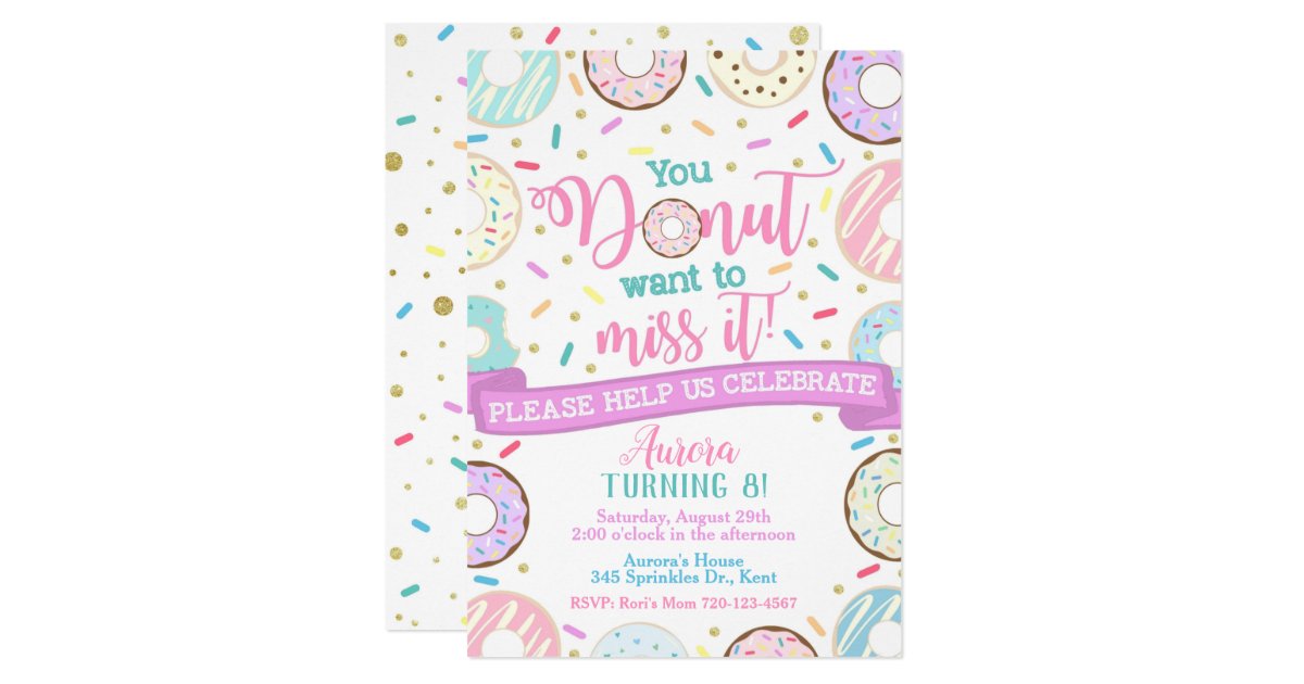 Donut Birthday Invitation Donut Party | Zazzle.com