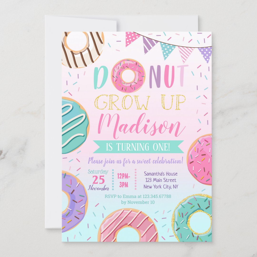 Donut Birthday Invitations | Zazzle