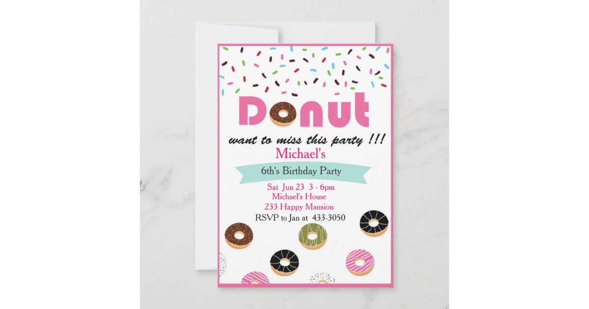 Donut Birthday Party Invitation | Zazzle