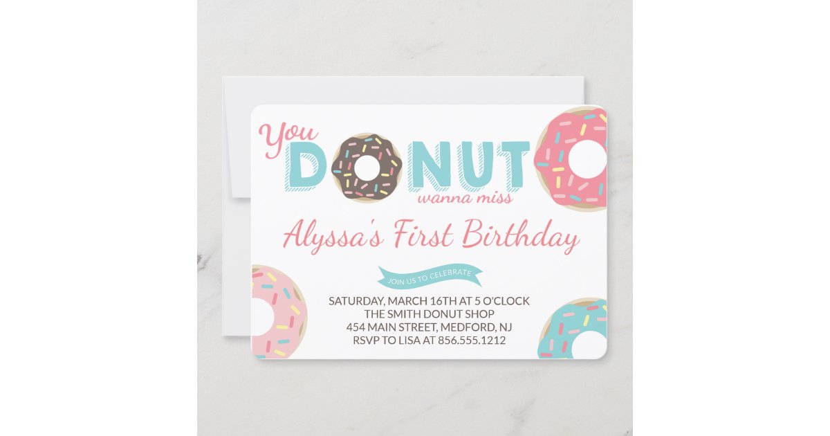 Donut Birthday Party Invitation | Zazzle
