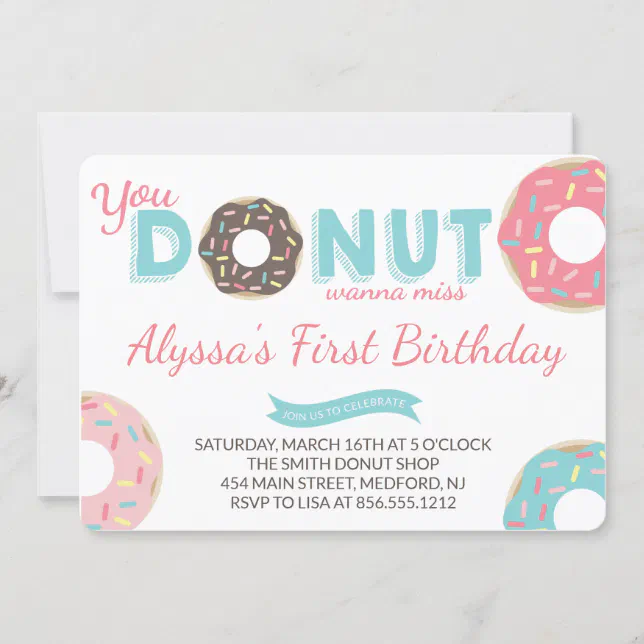 Donut Birthday Party Invitation | Zazzle